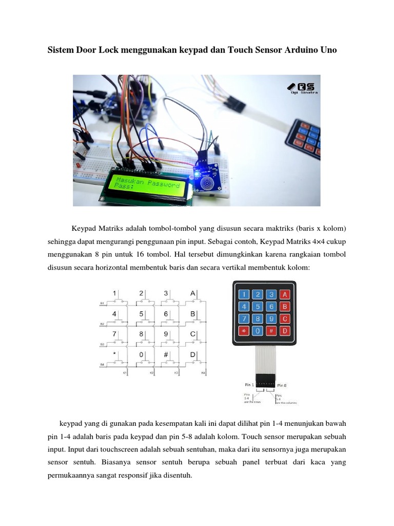 Sistem Door Lock Menggunakan Keypad Dan Touch Sensor Arduino Uno Edt | PDF