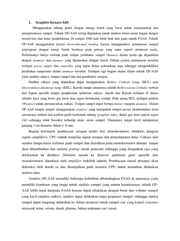 Graphite Furnace AAS | PDF | Metode & Bahan Ajar | Sains & Matematika