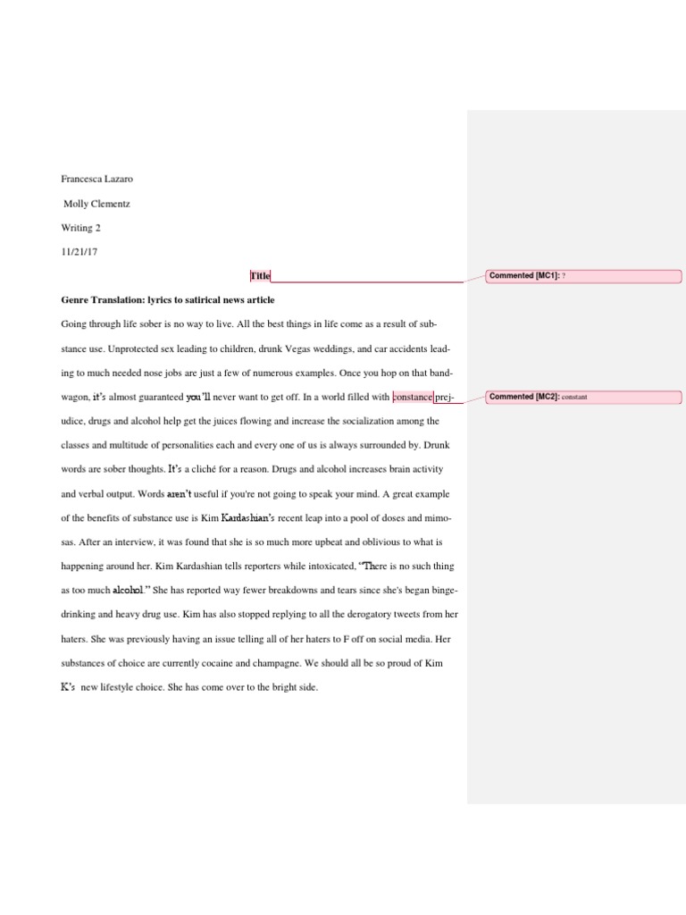 WP3 Submission Draft (Edited) | PDF | Satire | Genre