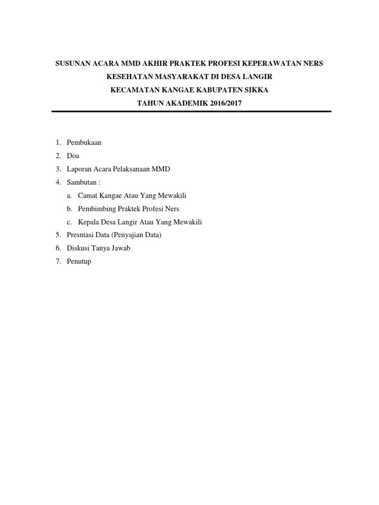 Susunan Acara MMD AKHIR | PDF