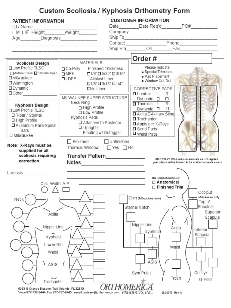 Orthomerica Scoli Form | PDF | Anatomical Terms Of Location | Thorax