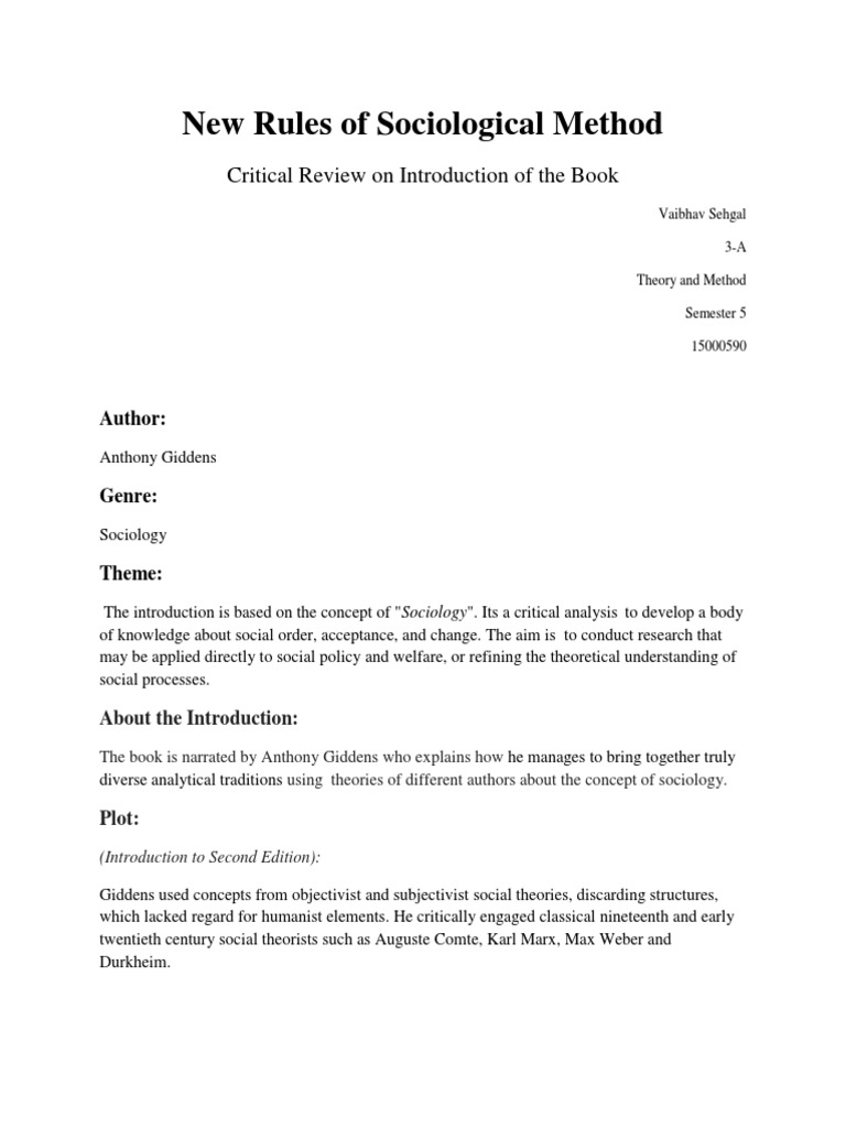 New Rules of Sociological Method | PDF | Sociology | Sociological Theories