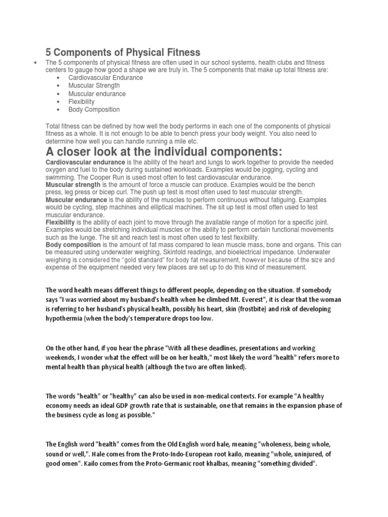 5 Components of Physical Fitness | PDF | Sports | Physical Fitness