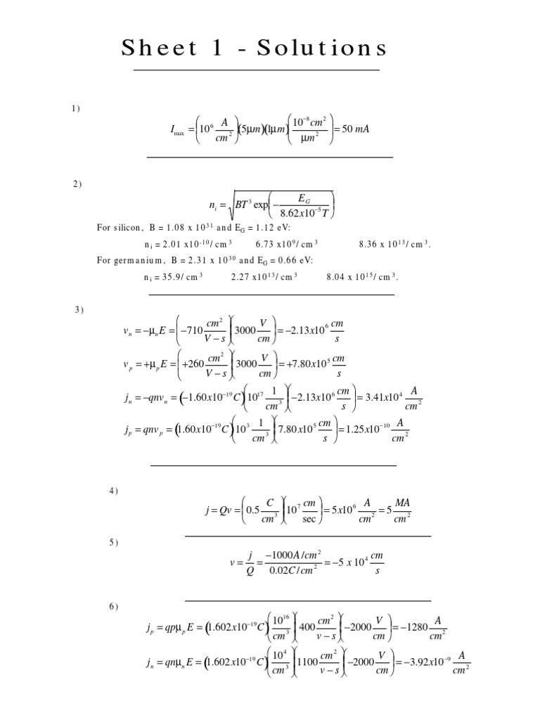 Sheet 1 - Solutions: I A CM M M CM M | PDF | Solid State Engineering | Chemical Substances