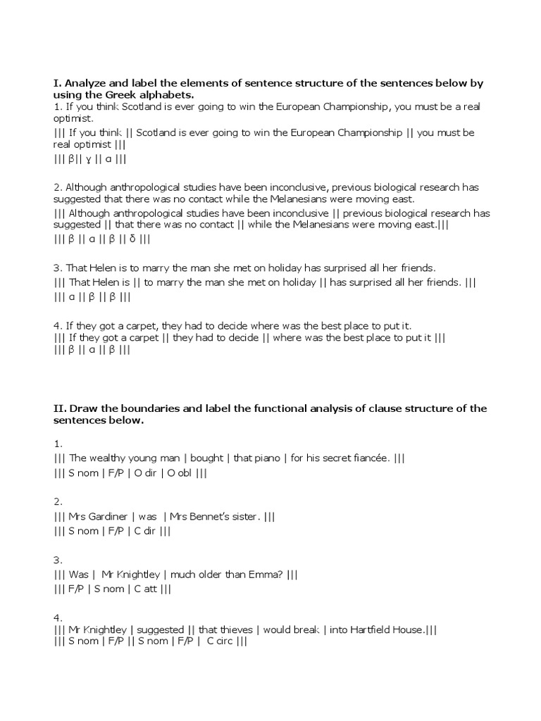 Analyzing Sentence Structure, Clause Structure, and Word Structure: A ...