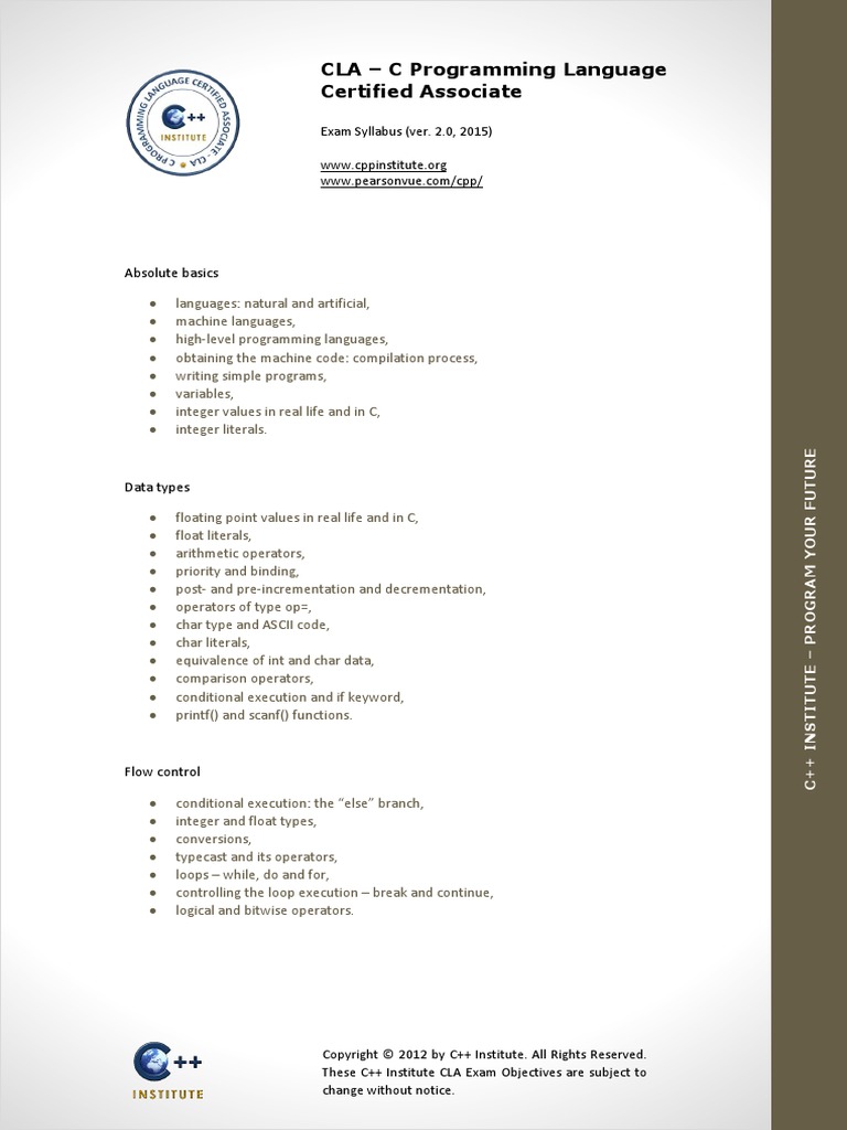 Cla Exam Syllabus | PDF | Pointer (Computer Programming) | C ...