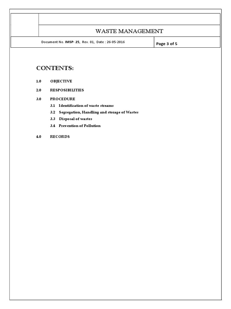 Waste Management Procedures Overview | PDF | Hazardous Waste | Waste ...