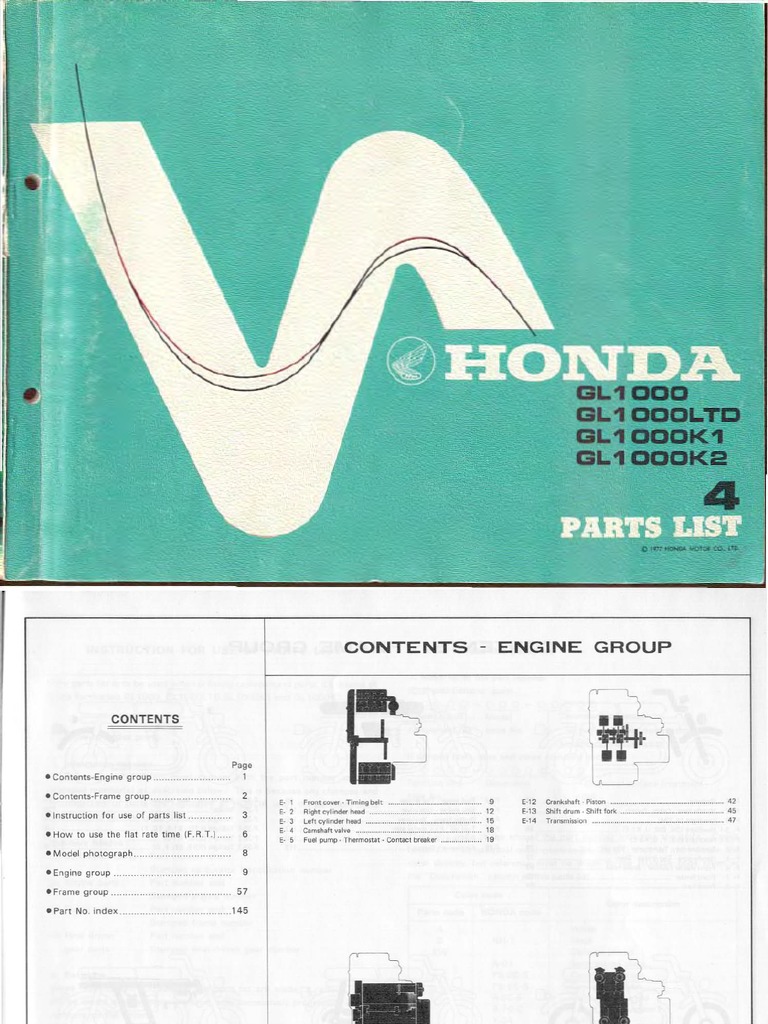GL1000 Parts List and Ordering Guide | PDF | Carburetor | Screw