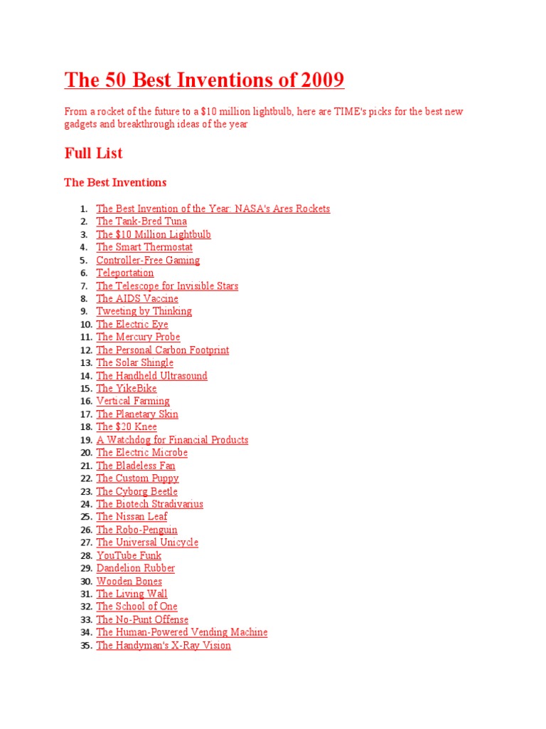 Best Inventions of 2009 | PDF | Technology & Engineering