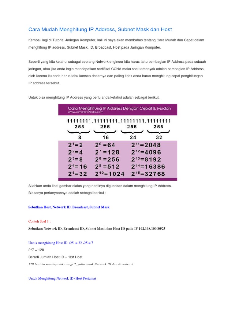 Cara Mudah Menghitung IP Address | PDF