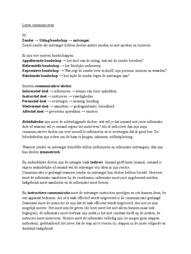 Samenvatting Leren Communiceren | PDF
