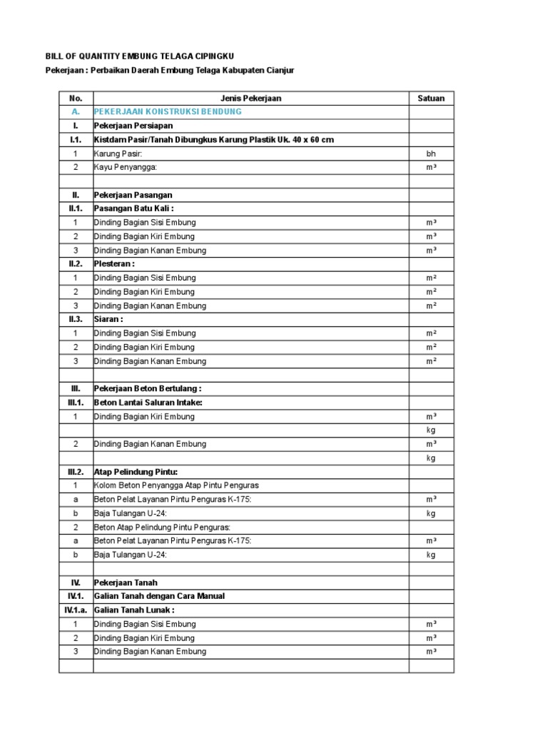 4.RAB Embung - Volume Dikurangi | PDF