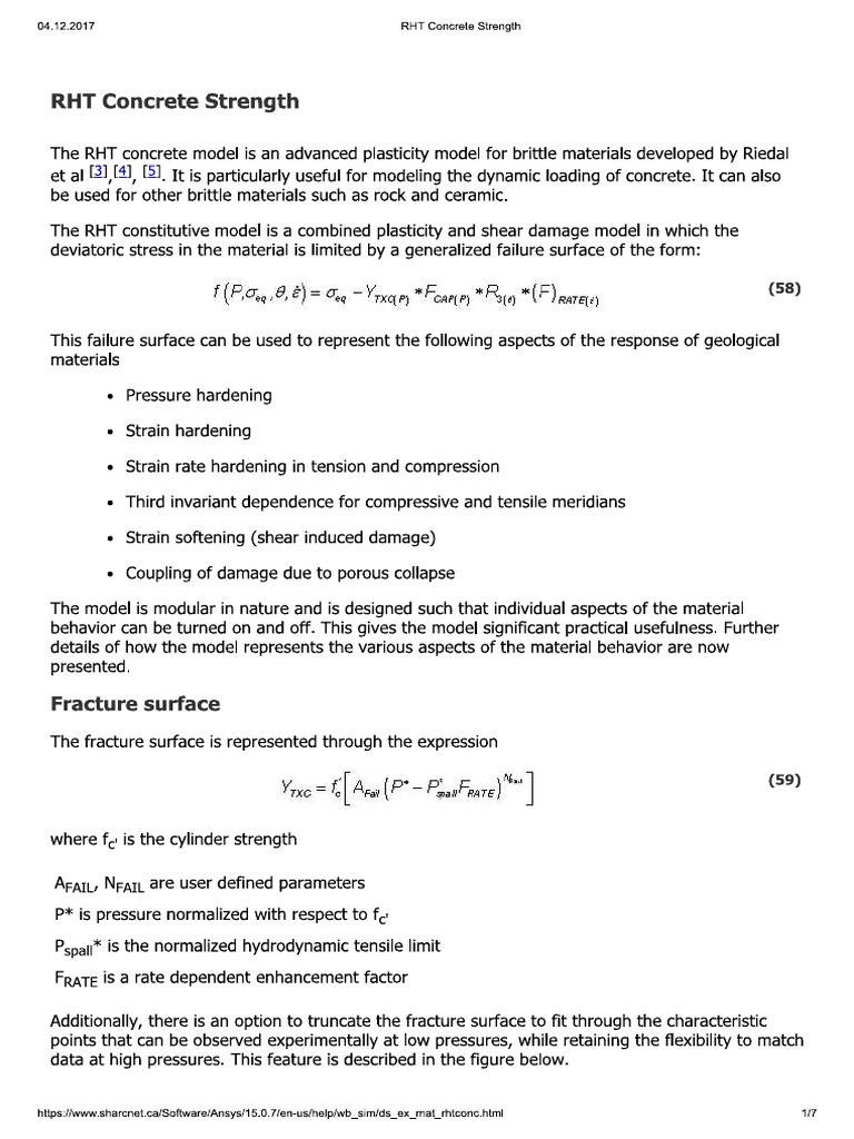 RHT Concrete Autodyn | PDF