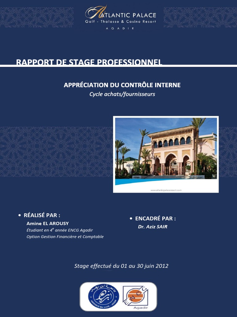 Rapport de Stage Appreciation Du Controle Interne Cycle Achats ...