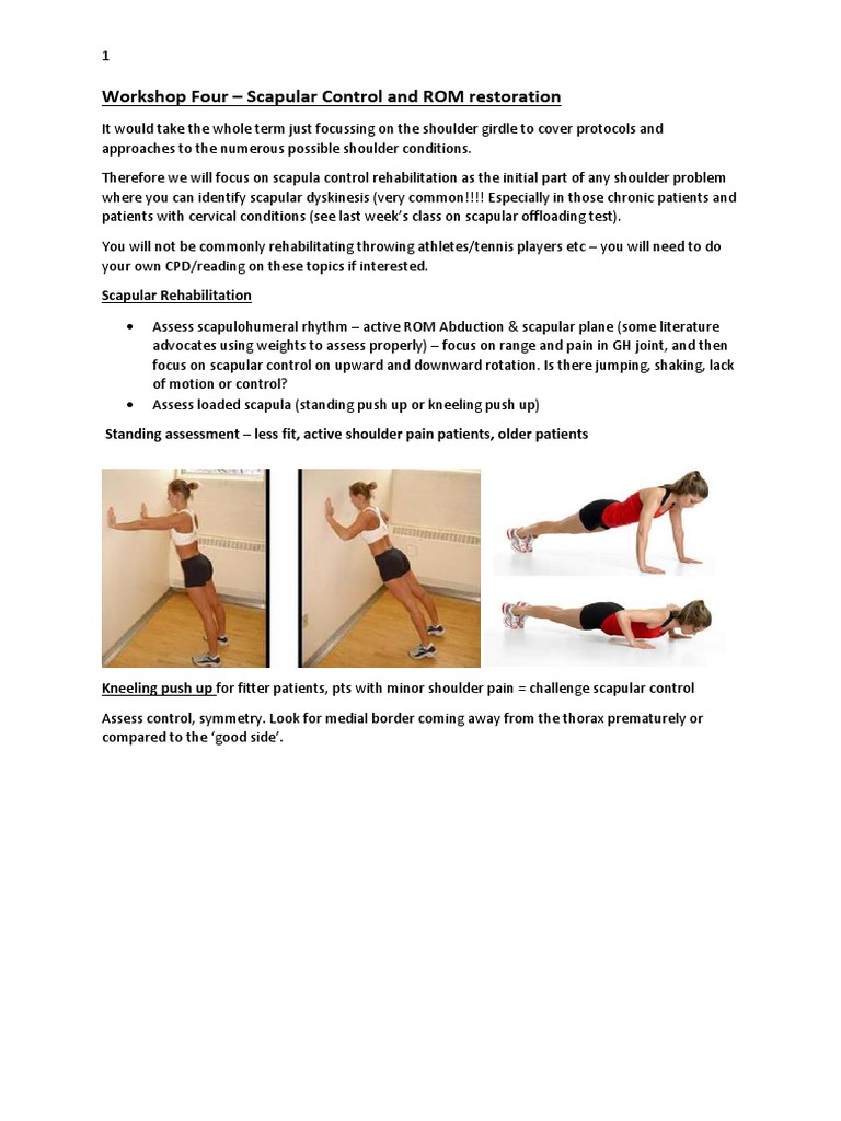 Week 4 - Scapular Control and Restoration of ROM | PDF | Shoulder ...