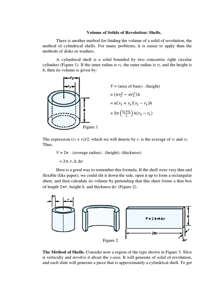 Volume of Solids of Revolution: Shells.: H, Then Its Volume Is Given by ...