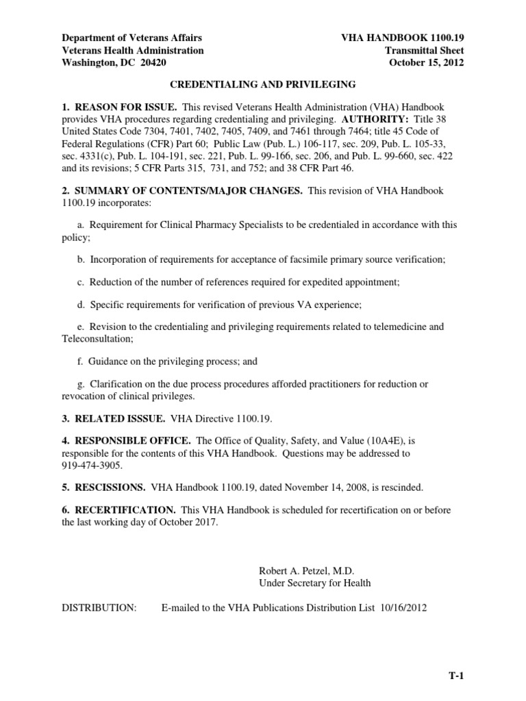 VHA Handbook 1100 | PDF | Veterans Health Administration | Authentication
