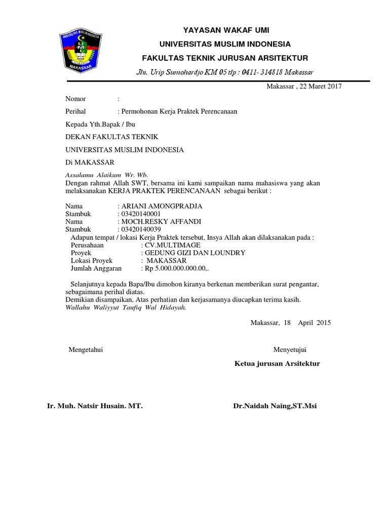 Contoh Surat KP | PDF