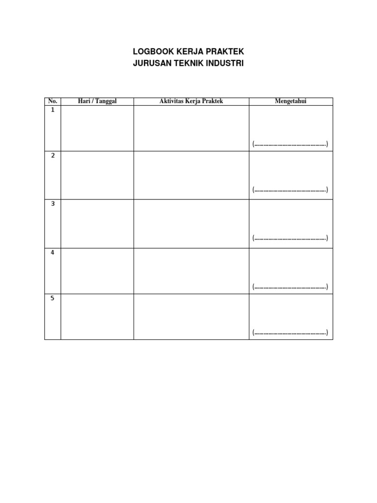 Logbook Kerja Praktek | PDF