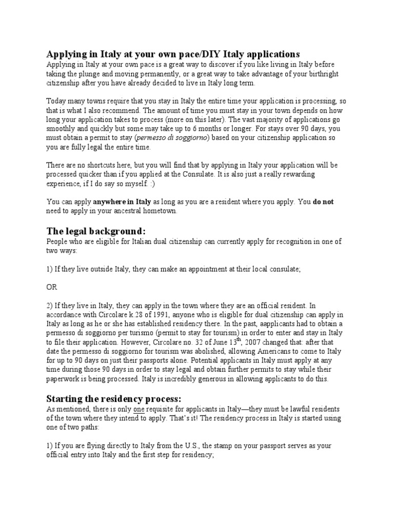 How To Apply For Italian Dual Citizenship in Italy | PDF | Birth ...