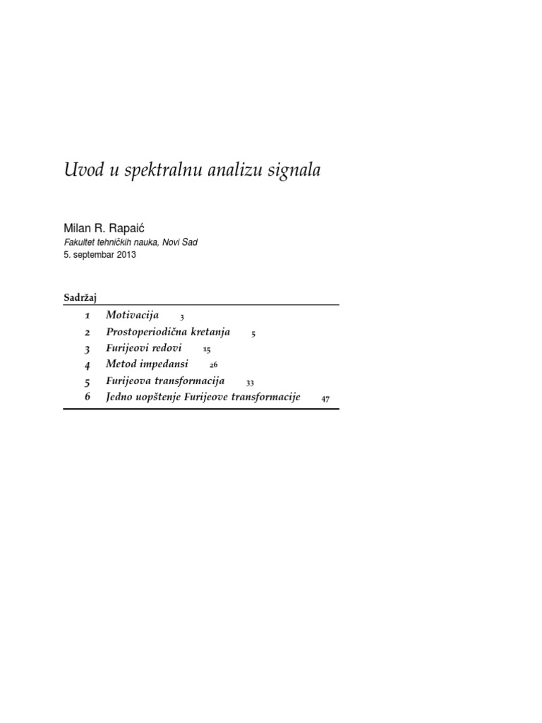 Spektralna Analiza Signala | PDF