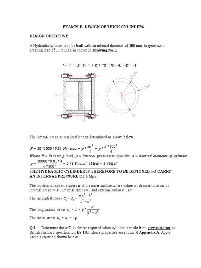 Example-Design of Thick Cylinders | Strength Of Materials | Yield ...