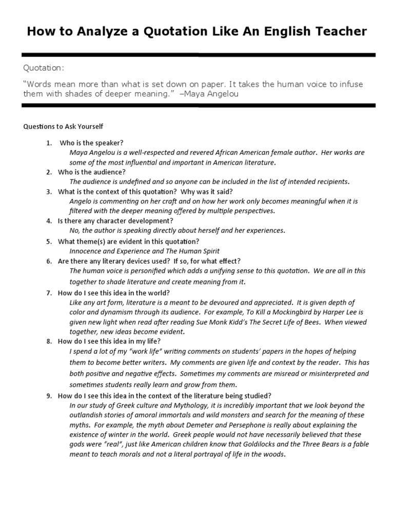 Analyzing Quotations in Literature | PDF | To Kill A Mockingbird | Novels