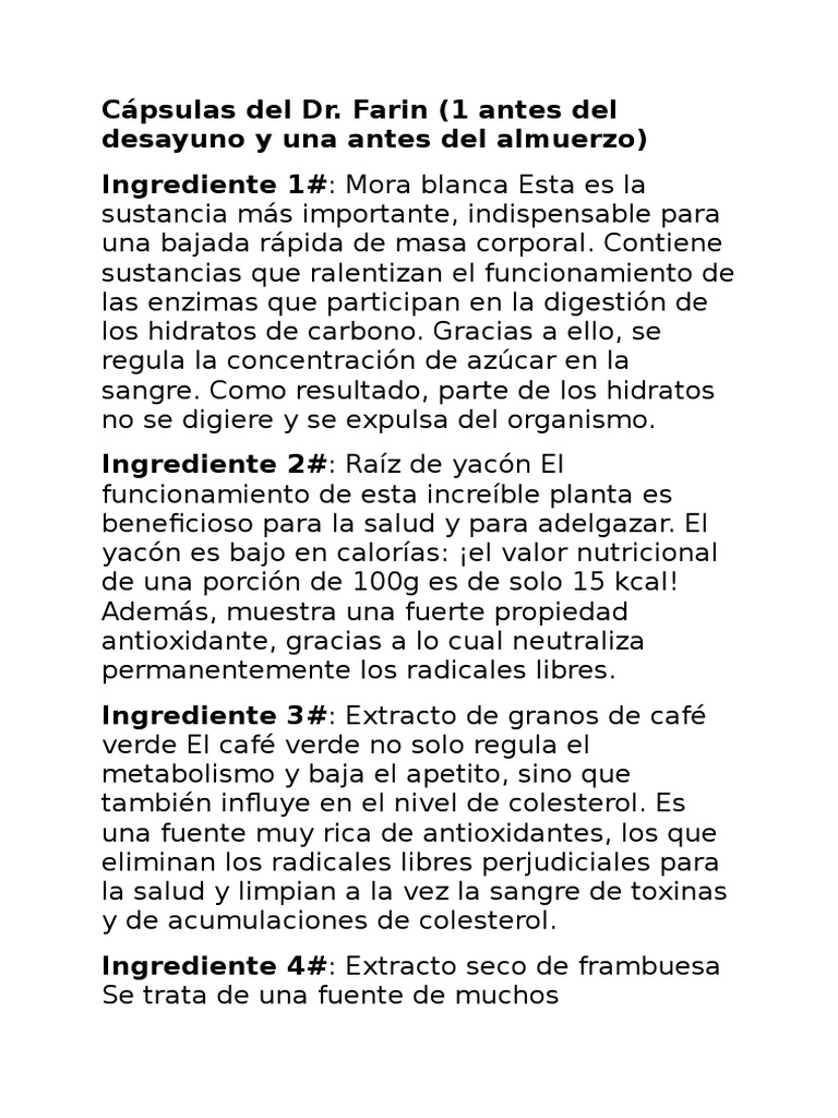 Formula Dr. Farin para Bajar de Peso | PDF