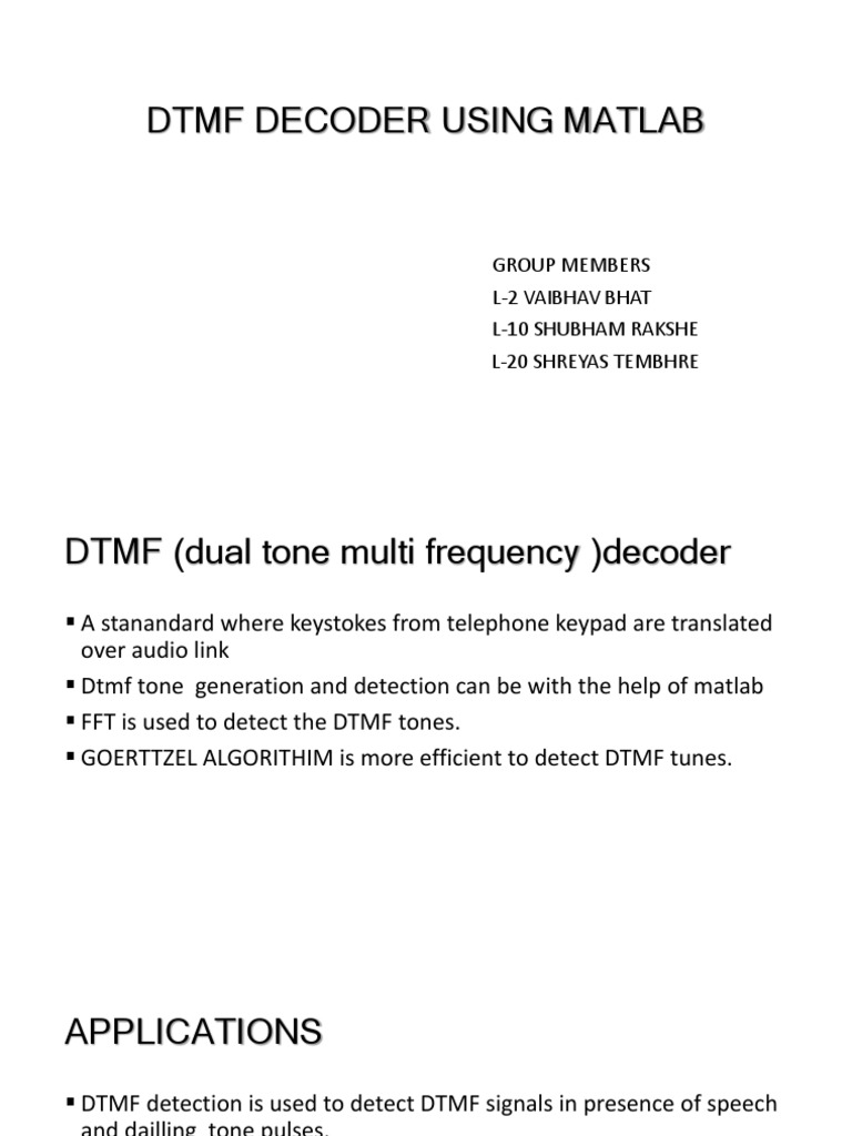 Dtmf Decoder Using Matlab Pdf