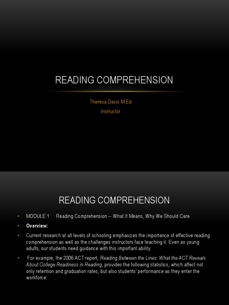 Reading Comprehension and Purpose For Reading | Download Free PDF ...