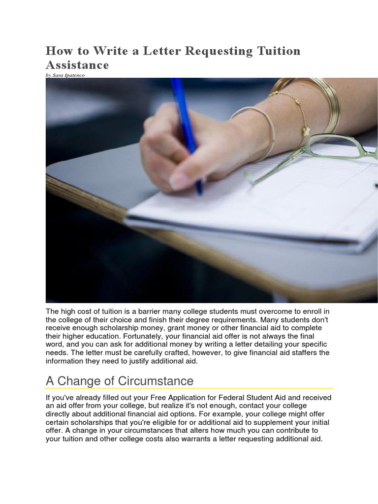 How To Write A Letter Requesting Tuition Assistance | PDF | Tuition ...