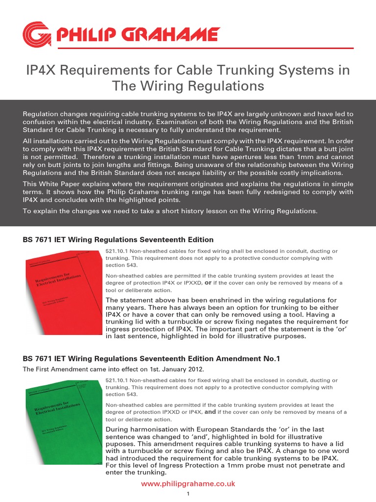 Wiring Regulations Cable Trunking | PDF | Electrical Wiring | Manufactured Goods