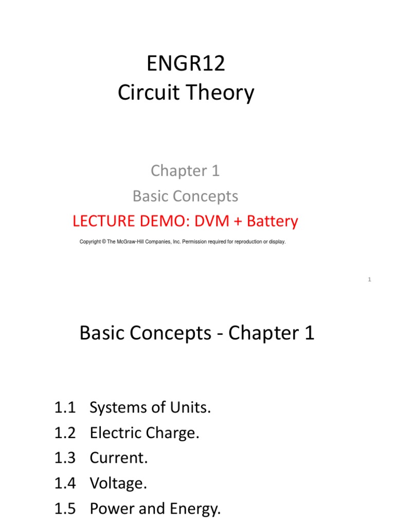 ENGR12 Circuit Theory: Basic Concepts | PDF | Electric Current | Voltage