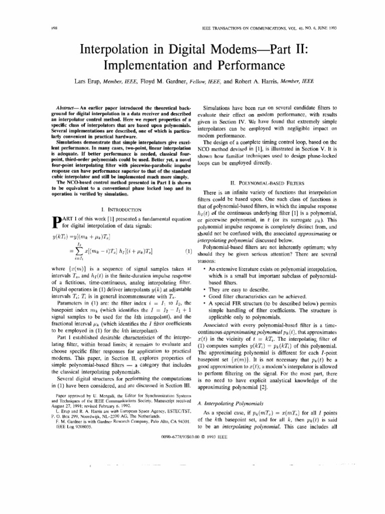 Interpolation in Digital Modems-Part Implementation and Performance | PDF | Interpolation ...