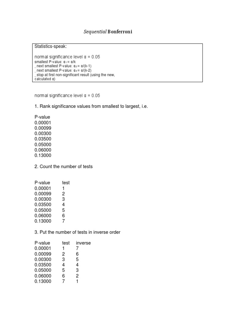 Sequential Bonferroni Method | PDF | Technology & Engineering