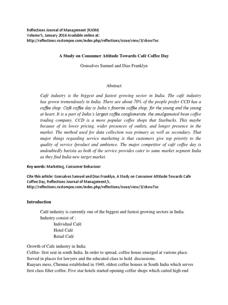 Consumer Attitudes Toward Café Coffee Day | PDF | P Value | Coffeehouse