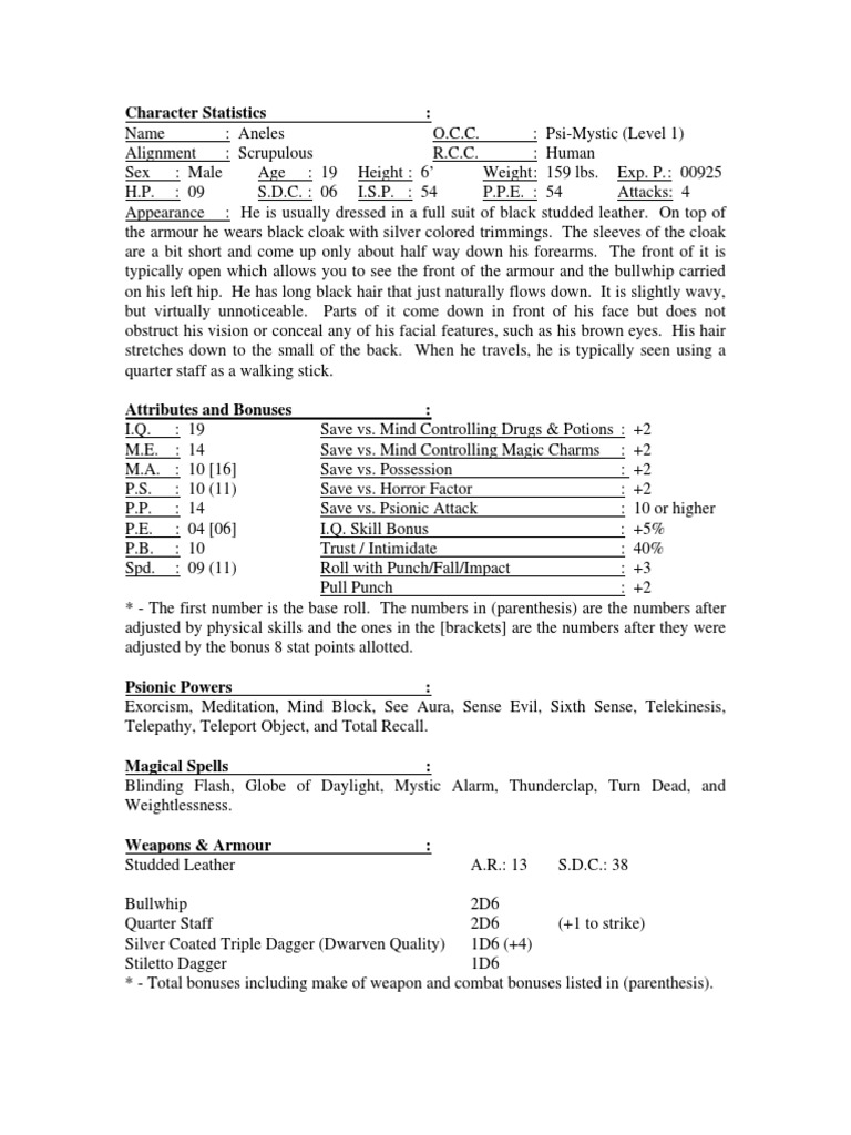 Character Statistics | PDF