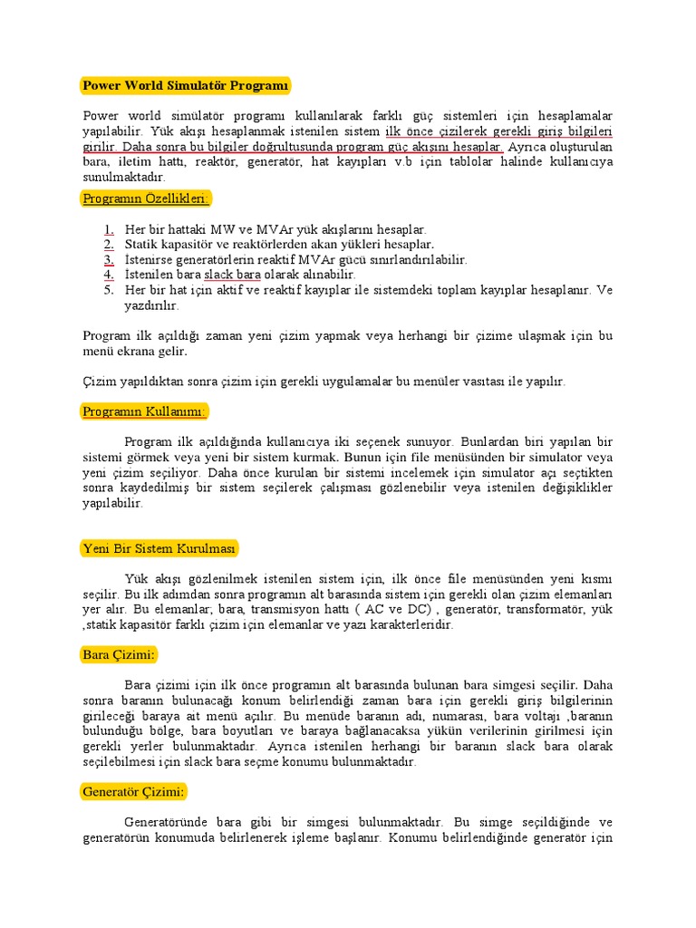Power World Simulator Programi Kisa Anlatim | PDF