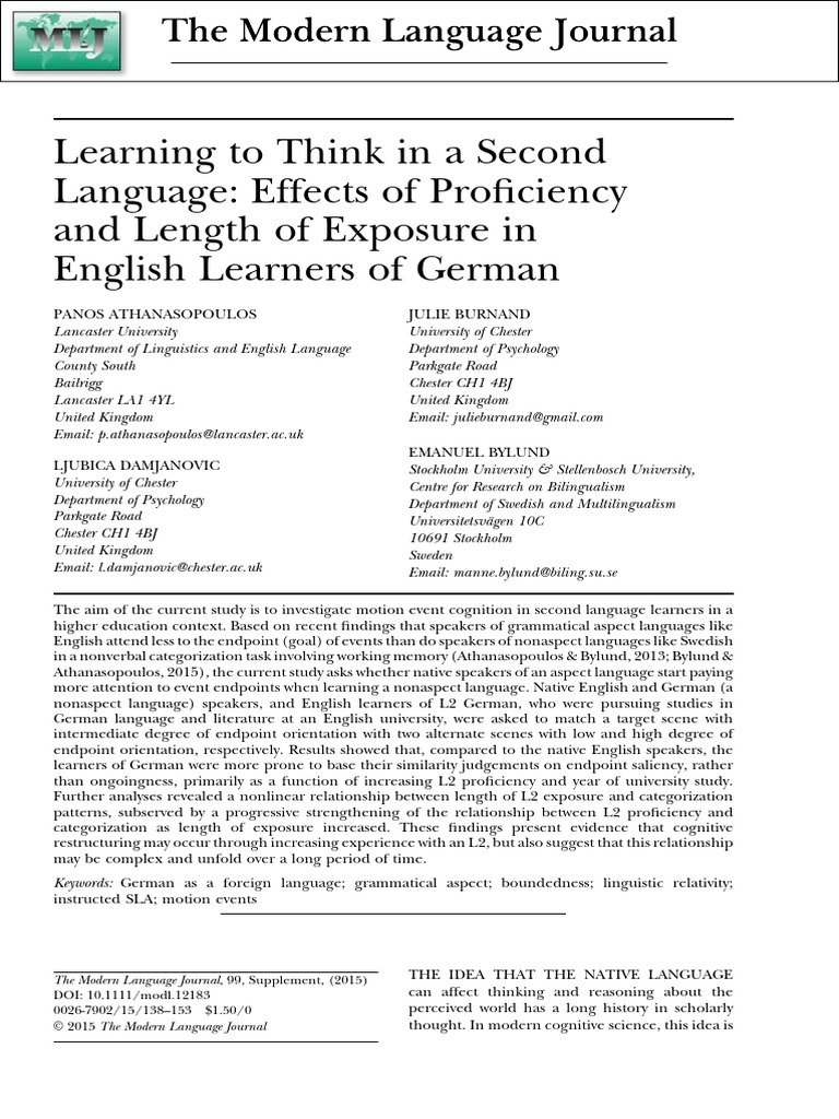 Athanasopoulos Et Al-2015-The Modern Language Journal | PDF | Second ...