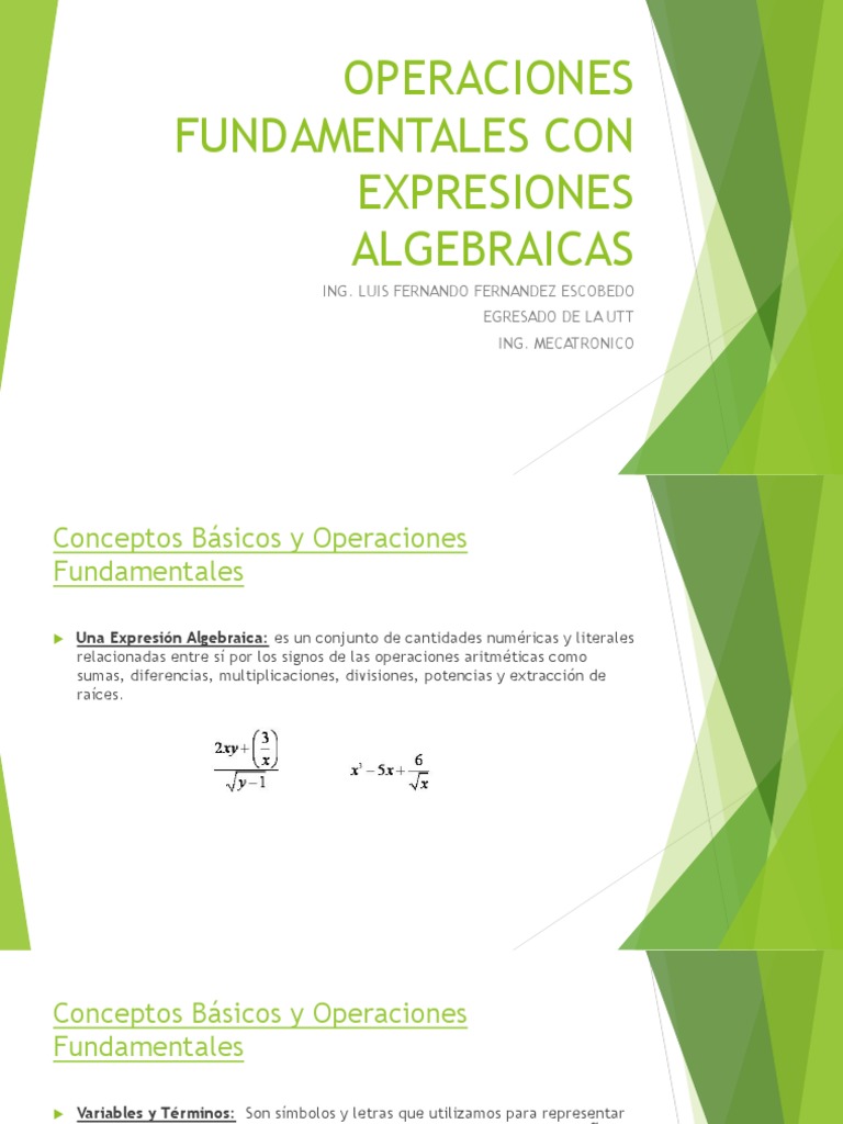 Operaciones Fundamentales Con Expresiones Algebraicas | PDF | Fórmula ...