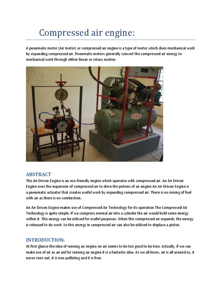Compressed Air Engine | PDF | Internal Combustion Engine | Engines