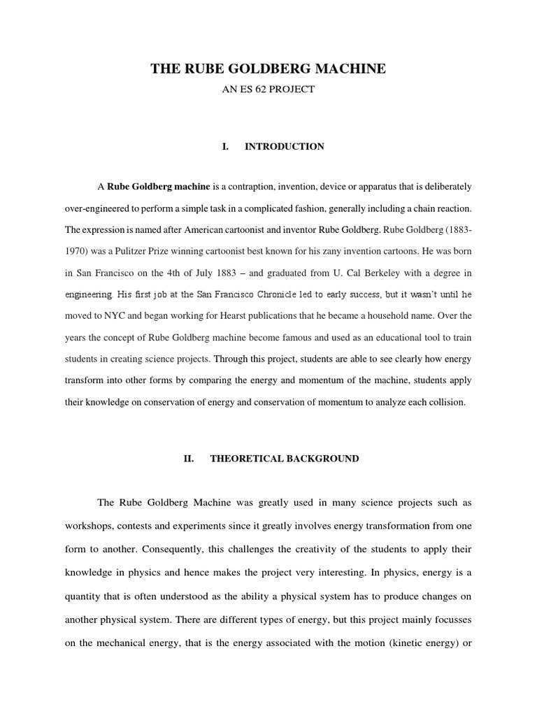 The Rube Goldberg Machine | PDF | Momentum | Collision