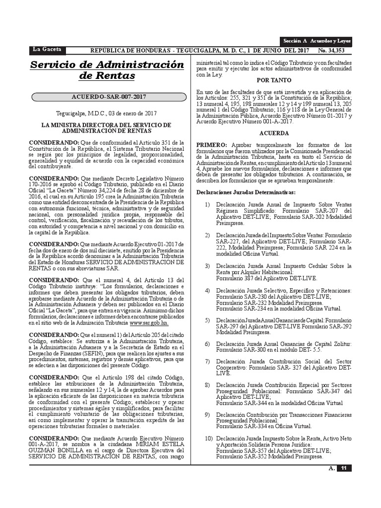 Acuerdo SAR 007 2017 Formatos Formularios | PDF | Administración ...