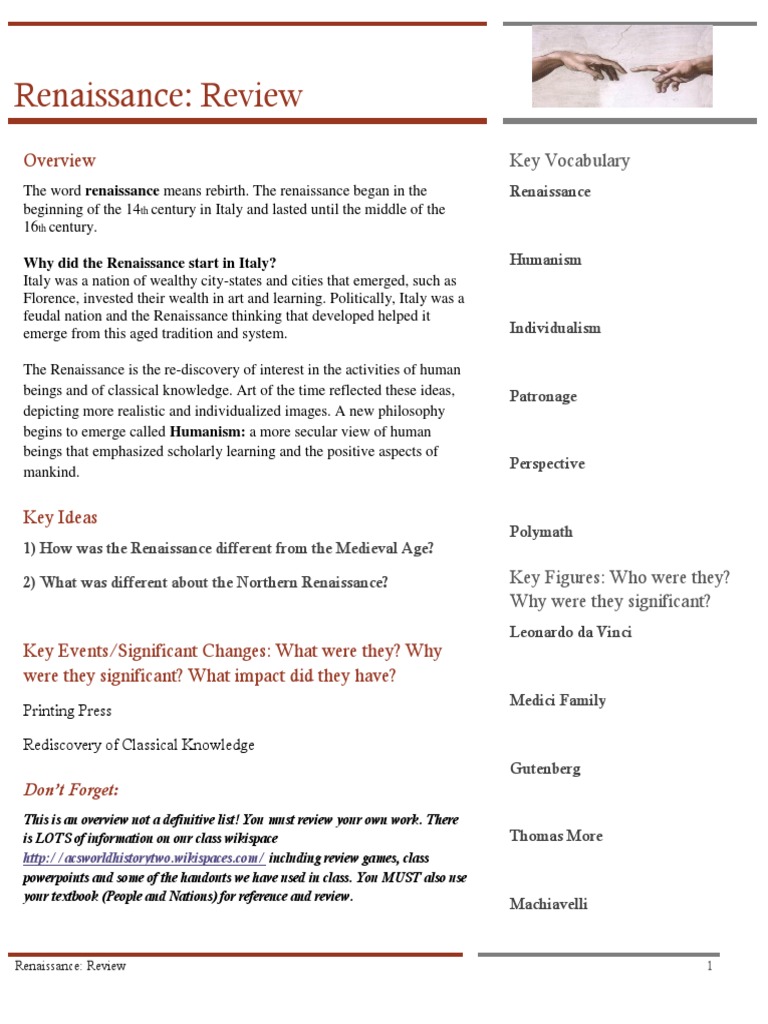 Renaissance Review Sheet | Download Free PDF | Renaissance | Cultural ...