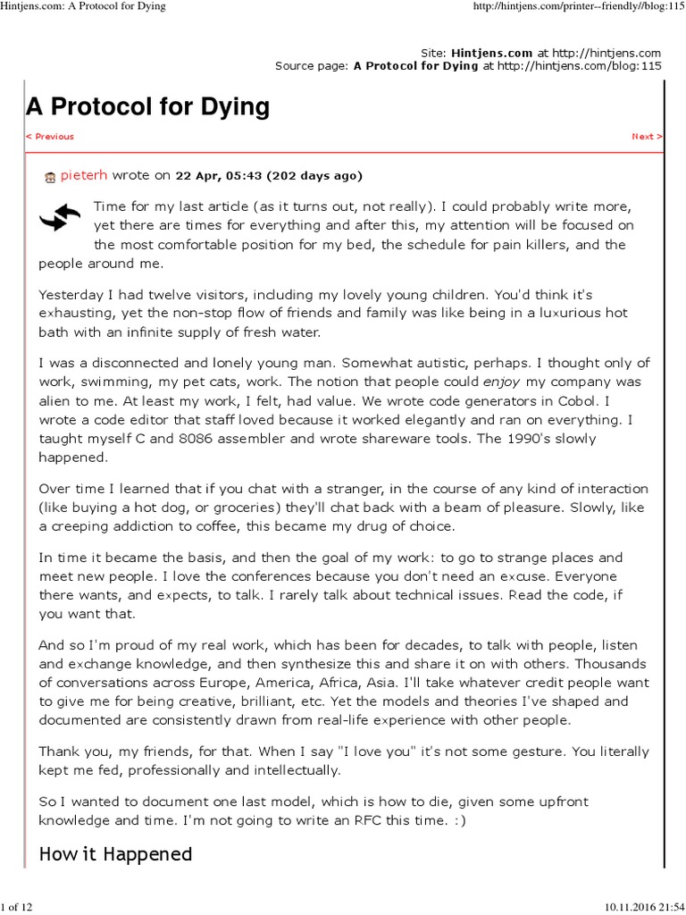 A Protocol For Dying | PDF | Cancer