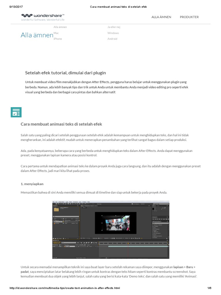 Animasi Teks di After Effects: Panduan Lengkap | PDF | Seni