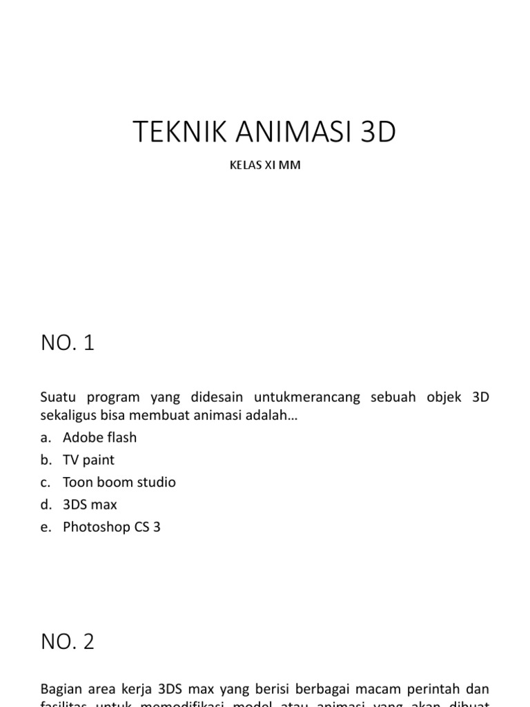 Teknik Animasi 3d | PDF