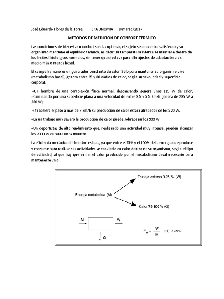 Método de Fanger en Confort Térmico | PDF | Temperatura | Calor