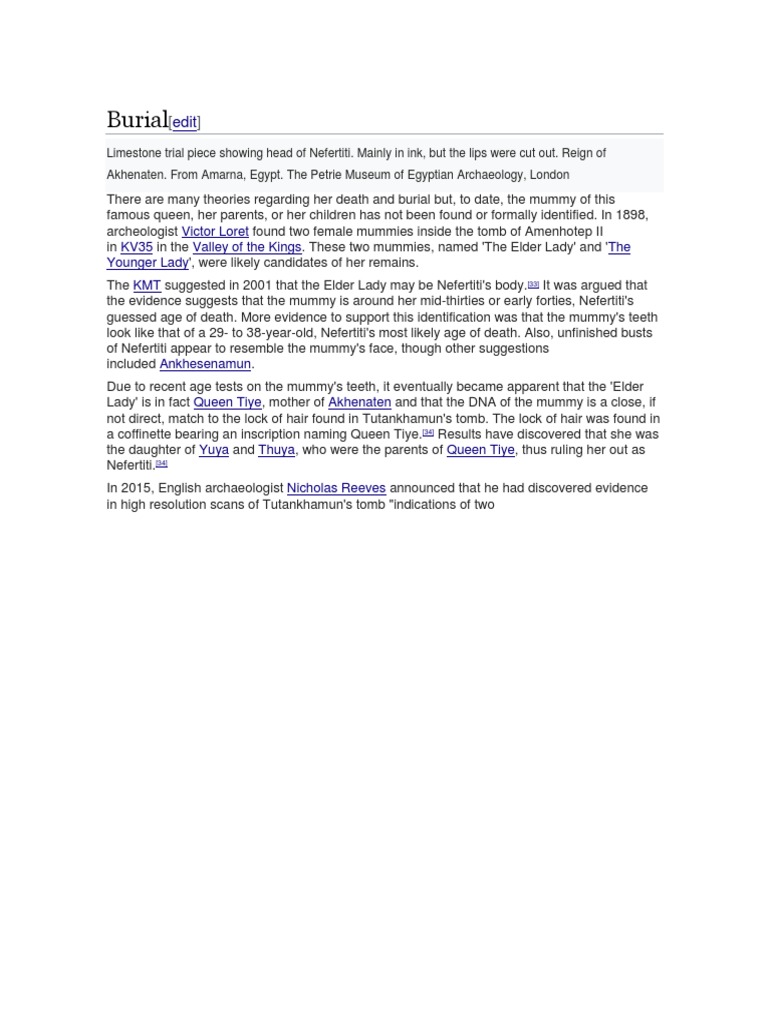 Burial: Victor Loret KV35 Valley of The Kings The Younger Lady KMT | PDF