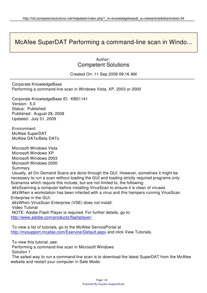 McAfee SuperDAT Performing A Command-Line Scan in Windows Vista XP 2003 ...